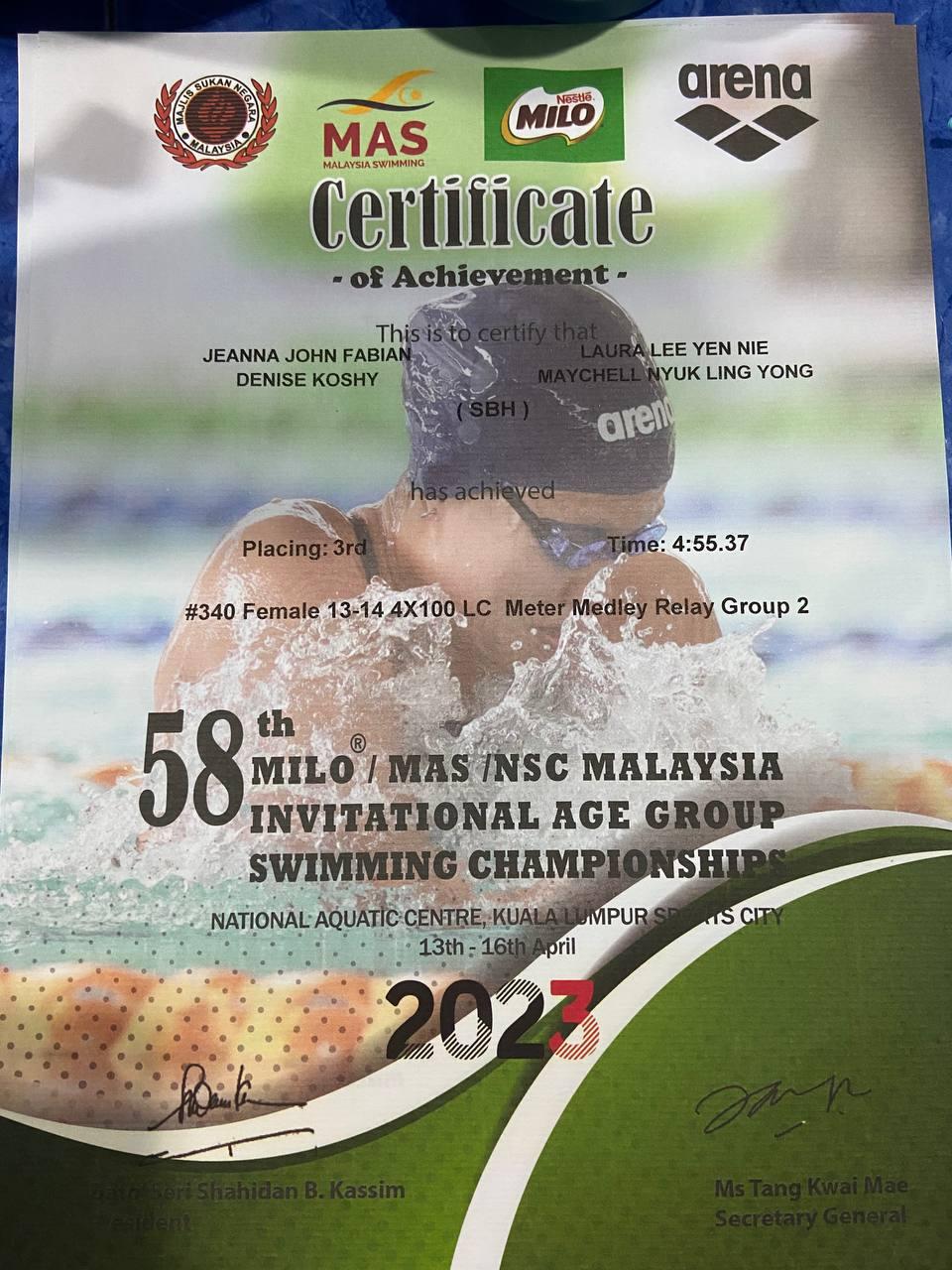58th MILO / MAS/NSC MALAYSIA INVITATIONAL AGE GROUP SWIMMING ...